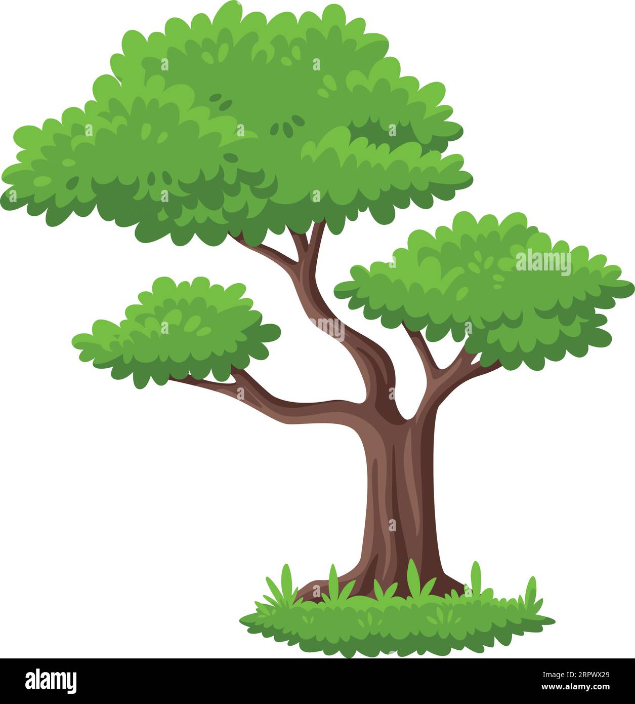 Cartoon tree with green foliage. Woodland summer plant Stock Vector ...