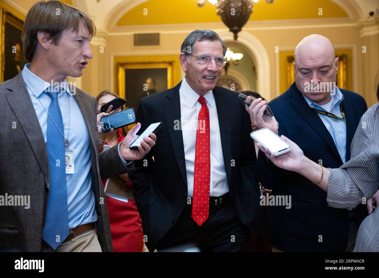 Sen. John Barrasso (R-Wyo.) speaks with reporters at the U.S. Capitol ...