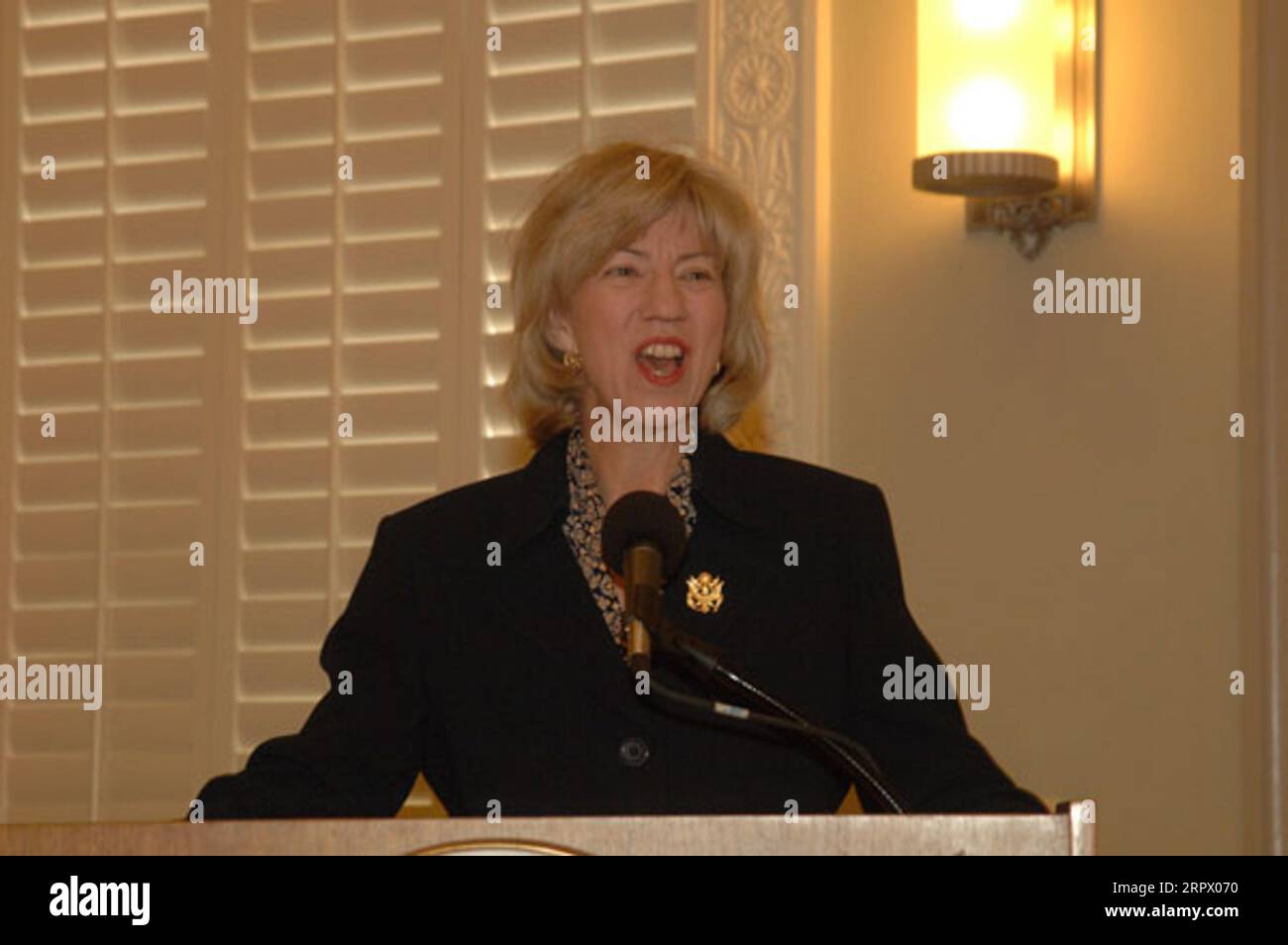 Secretary Gale Norton speaking at Department of Interior headquarters ...