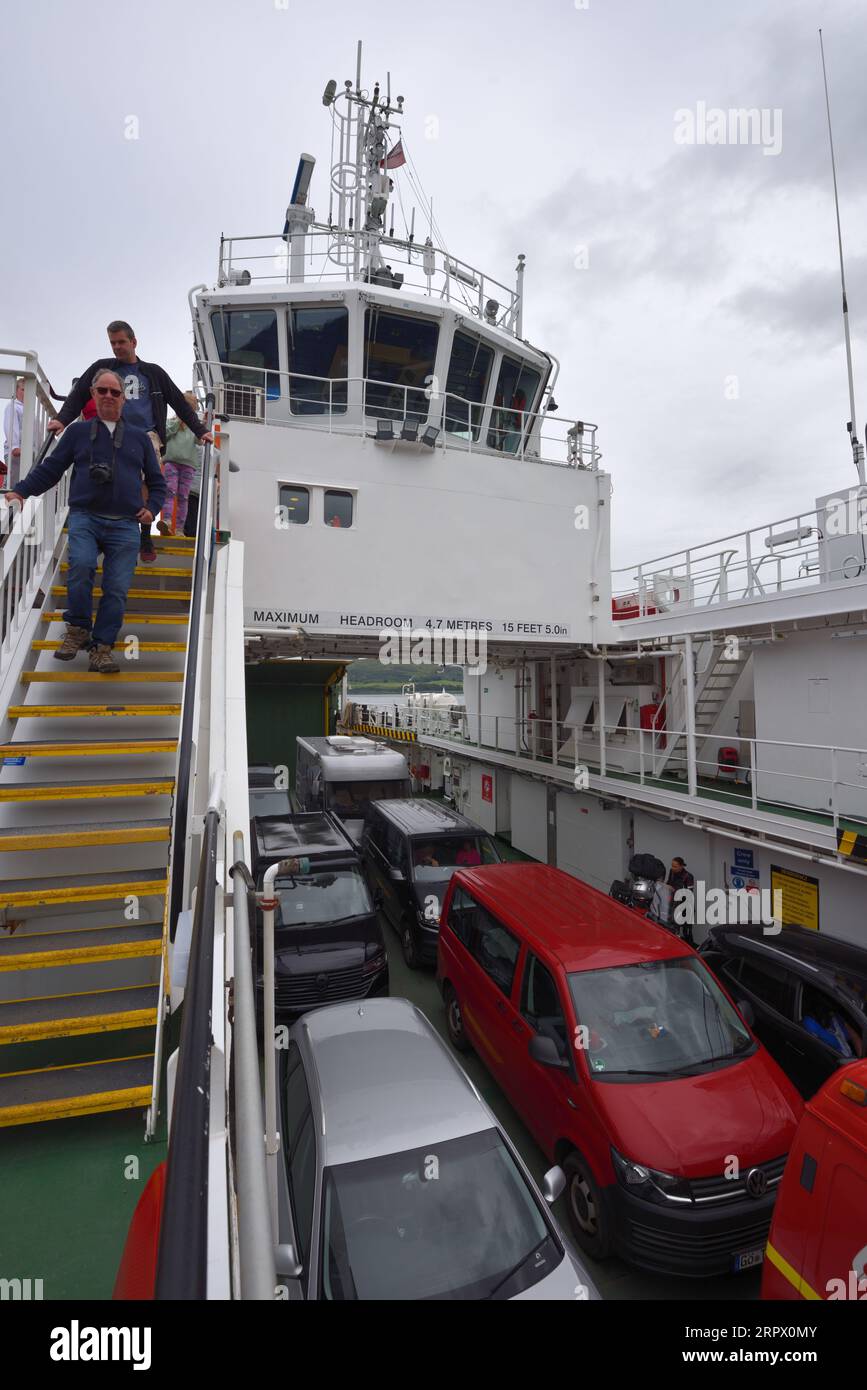 On board the ferry to the Isle of Mull from the mainland Stock Photo ...