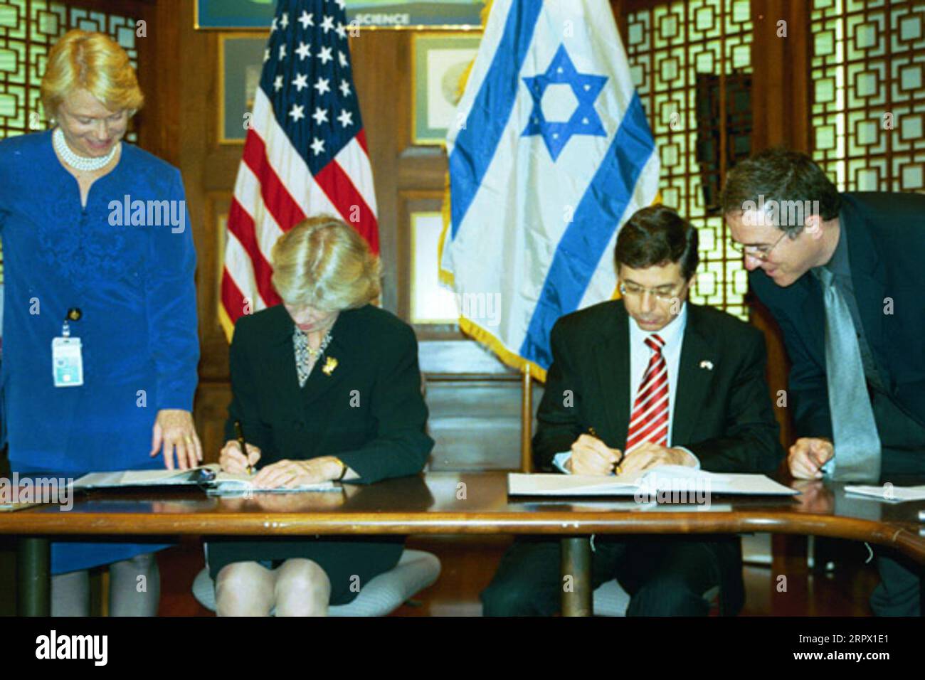 Secretary Gale Norton, seated left, and Israel's Ambassador to the U.S ...