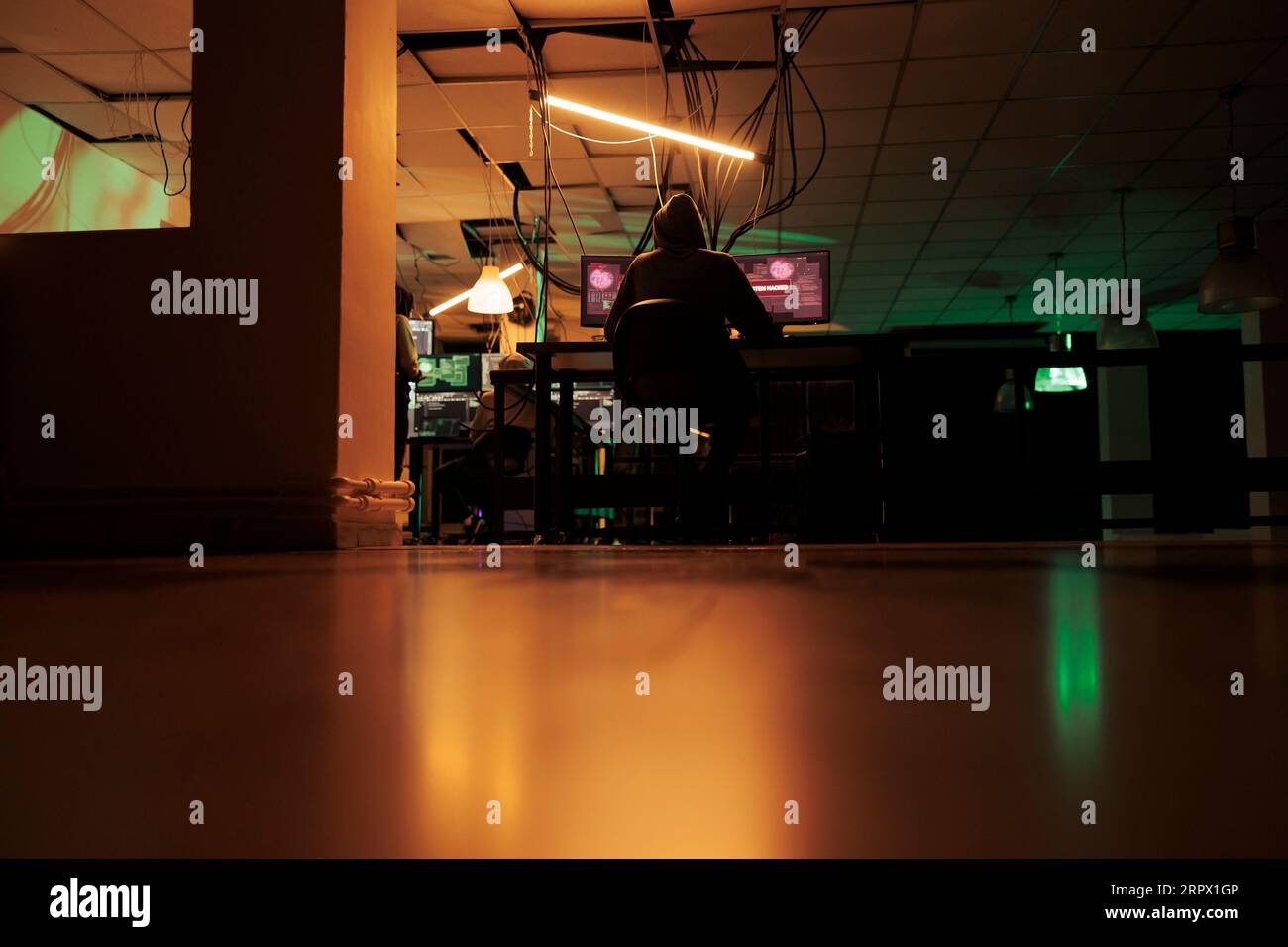 Hacker Attack Criminal Hacking Computer System Stealing Data Sending Malware Breaking Into