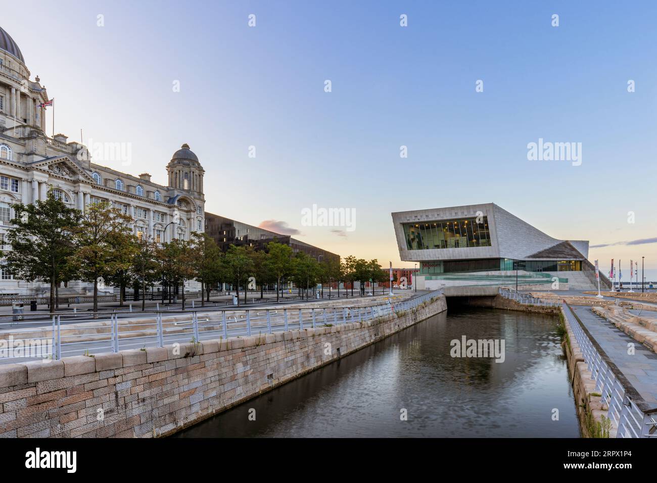 Museum of Liverpool at sunrise at Pier Head, Maritime Mercantile City ...