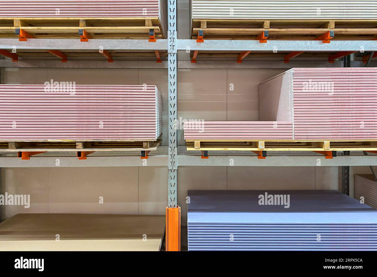 The stack of Plasterboard fire-resistant gypsum board cardboard surface ...