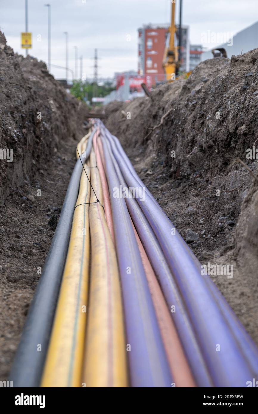 underground electric cable infrastructure communication installation ...