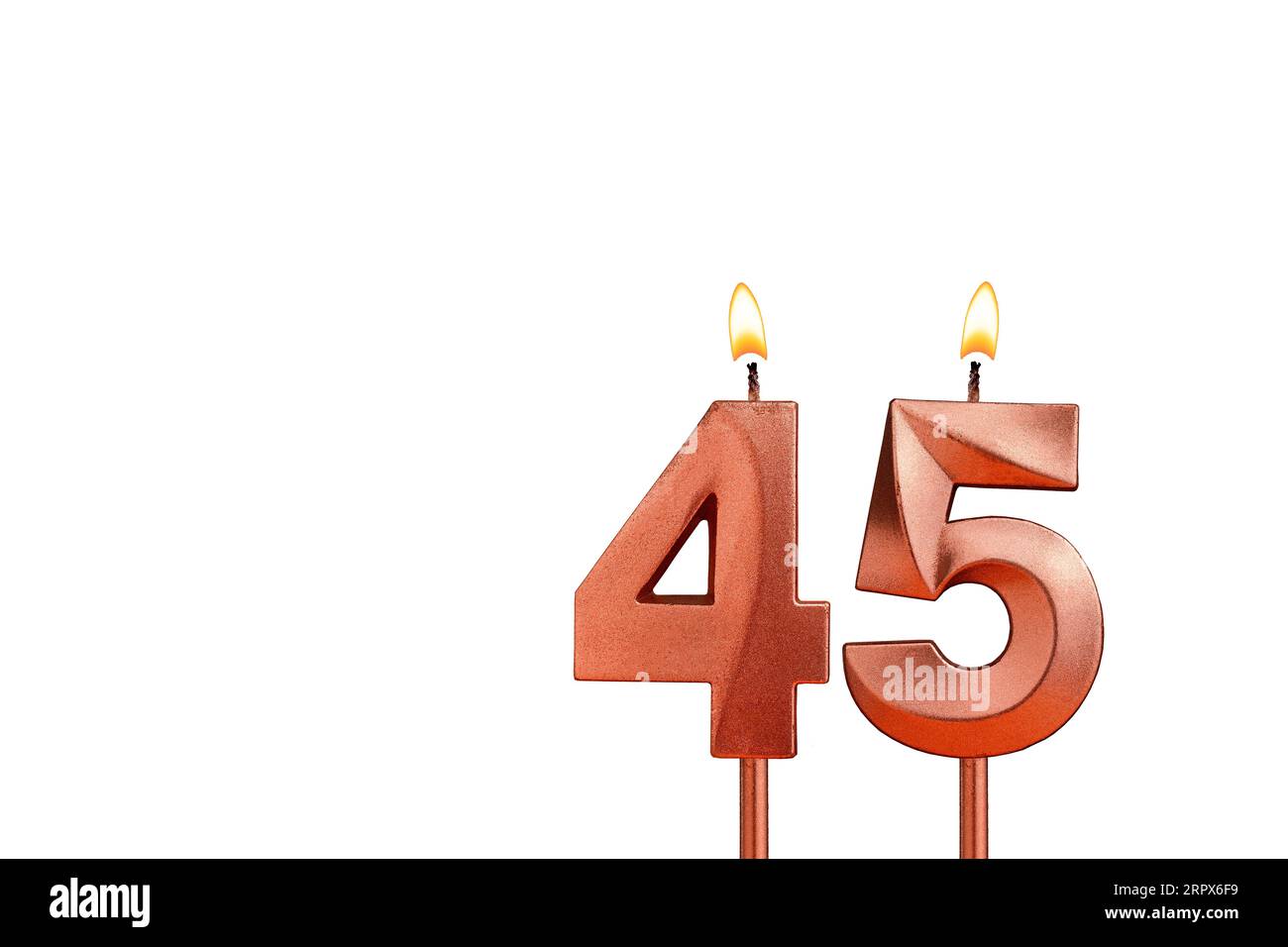 Birthday candle number 45 on white background Stock Photo - Alamy
