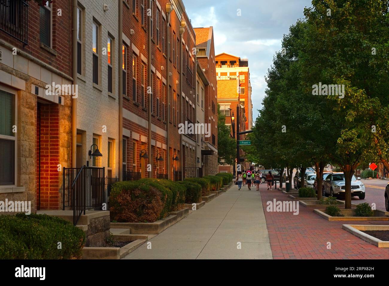 A view east down W Rich St. a block from the Scioto River features ...