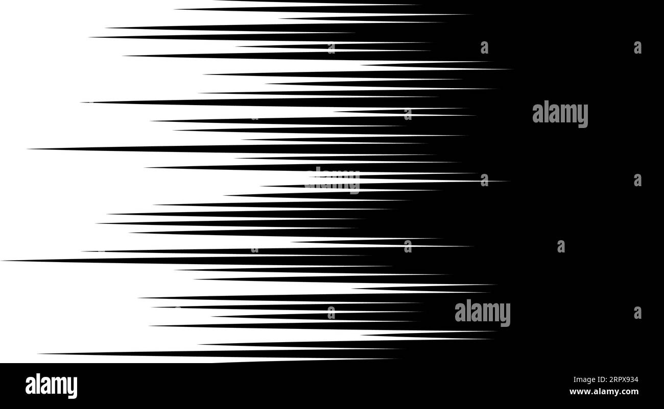 Straight speed lines repeating pattern. Black and white horizontal ...
