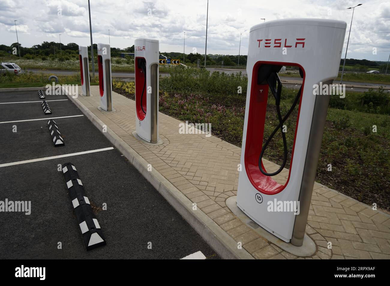 Gridserve service area and vehicle charging point , Postwick, Norwich ...