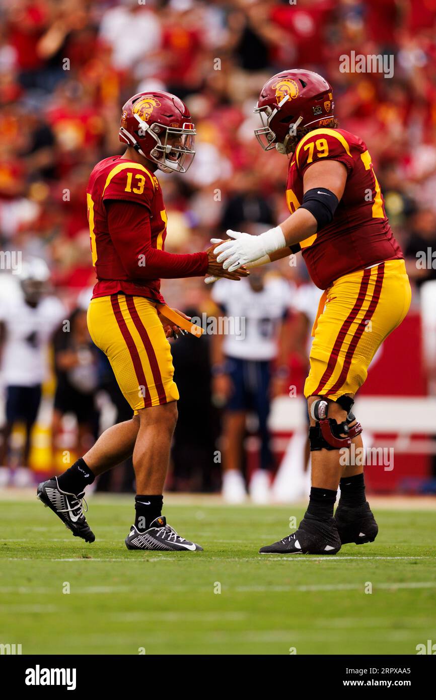 USC Trojans quarterback Caleb Williams (13) celebrates with USC Trojans ...