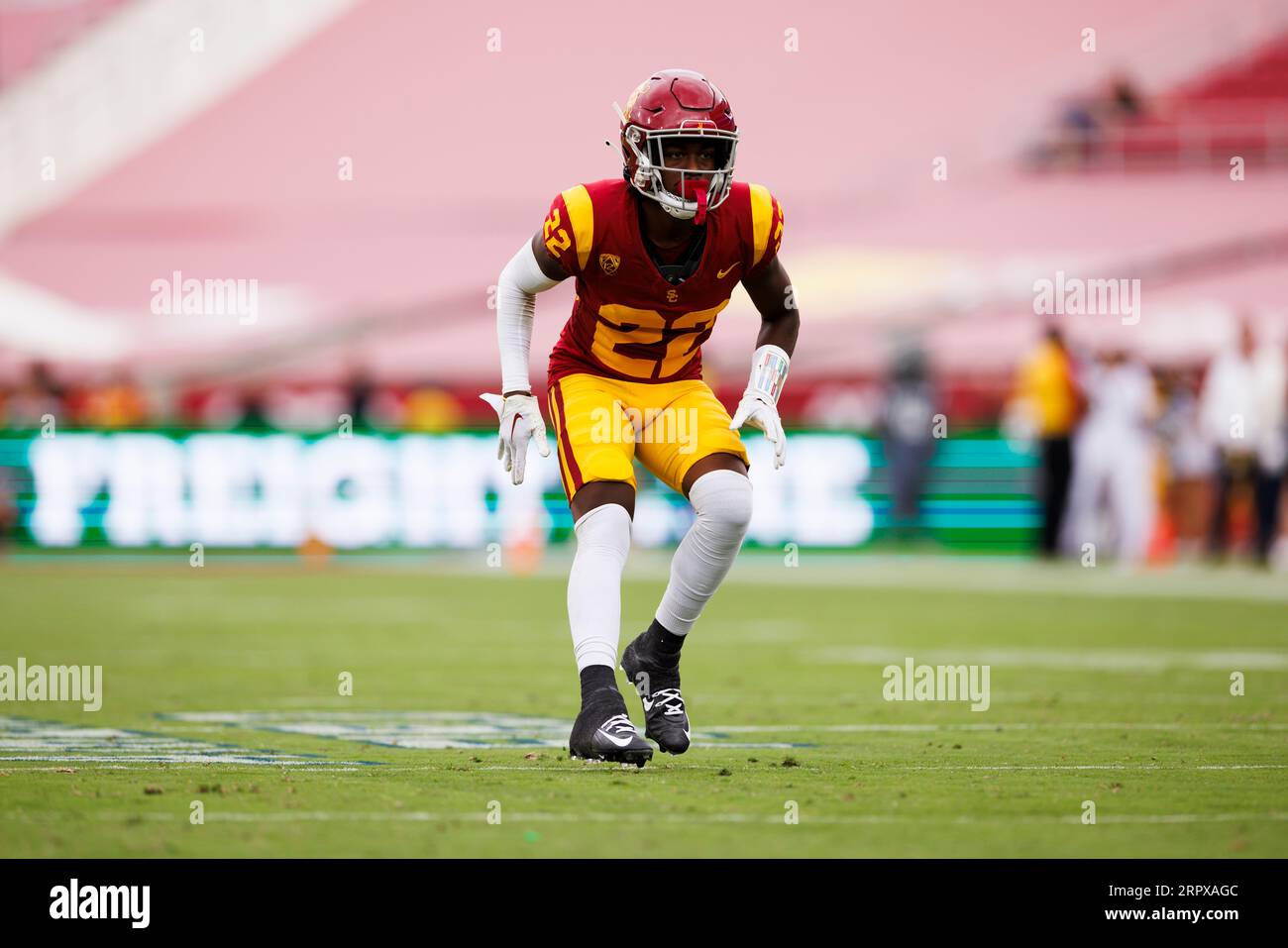 USC Trojans cornerback Ceyair Wright (22) defends in coverage during ...
