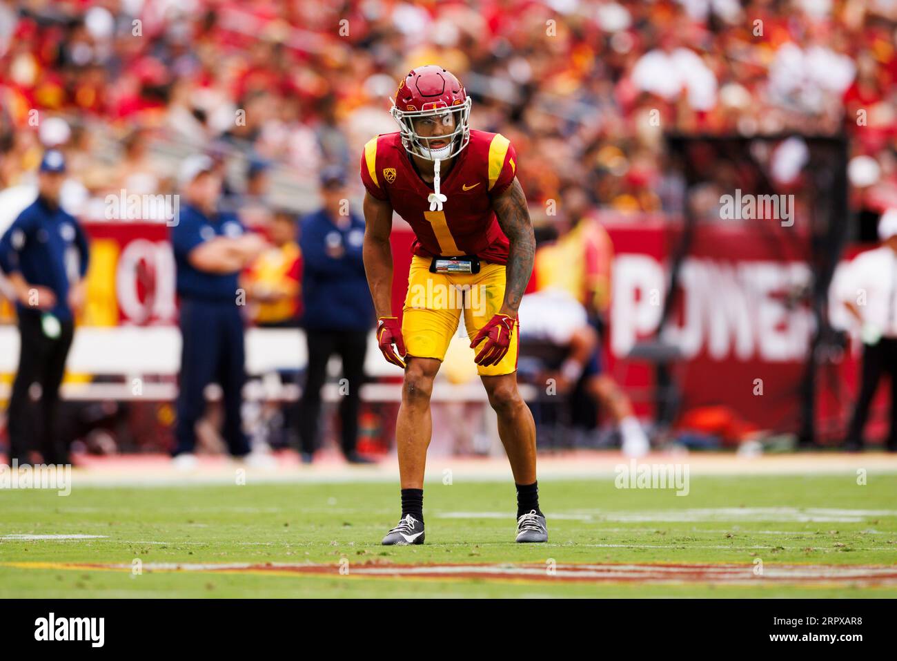 USC Trojans cornerback Domani Jackson (1) defends during the NCAA football game against Nevada ...