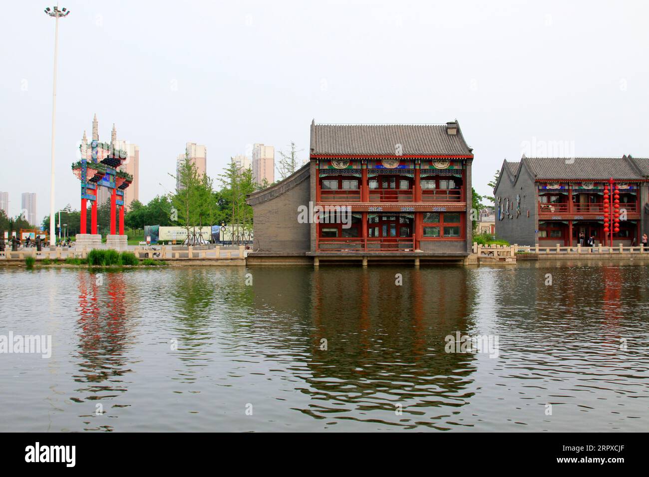 Lake landscape architecture, closeup of photo Stock Photo - Alamy