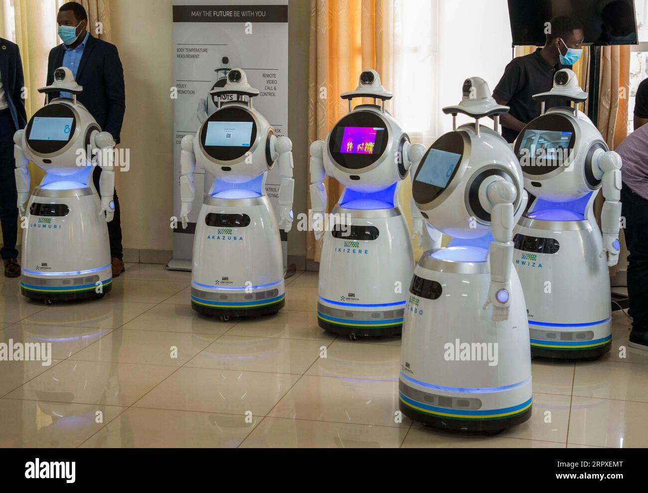200520 -- KIGALI, May 20, 2020 Xinhua -- Five smart mobile robots are ...