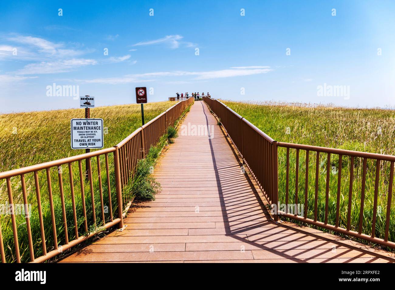 Tourists visit Badlands National Park; White River Valley Overlook ...