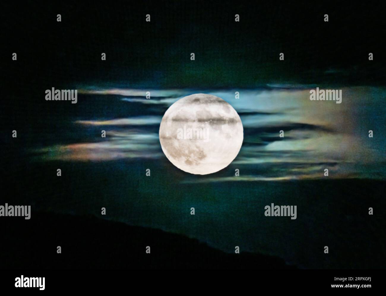 Super Blue Full Moon rising over Rocky Mountains, Salida, Colorado, USA ...