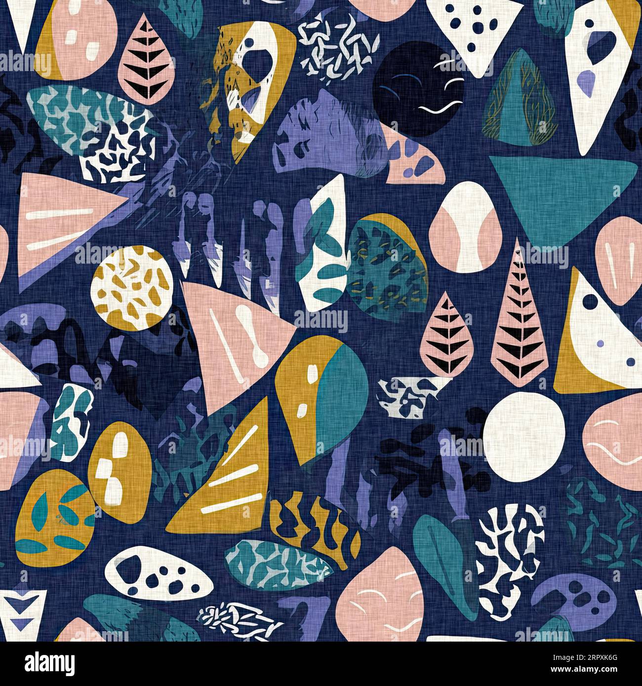 Modern naive collage paper cut out shapes pattern with fabric effect ...