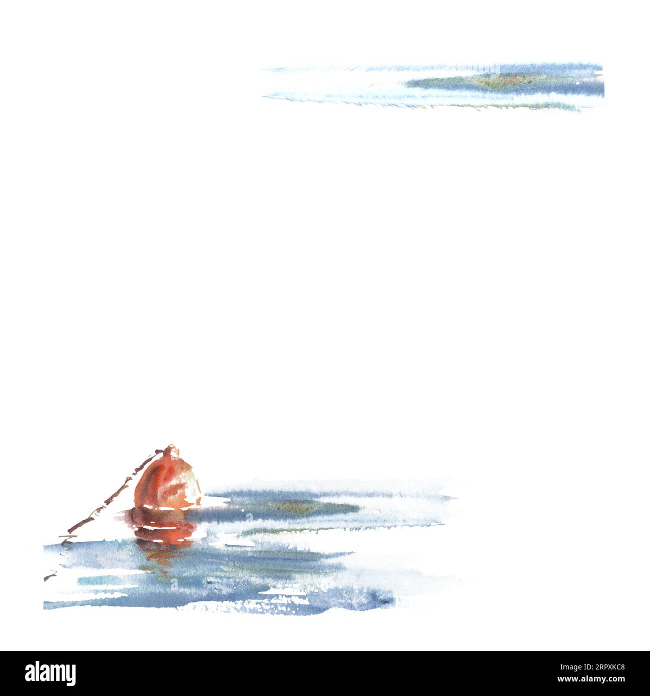 Watercolor red buoy at sea Hand painted maritime illustration on white background Nautical ...