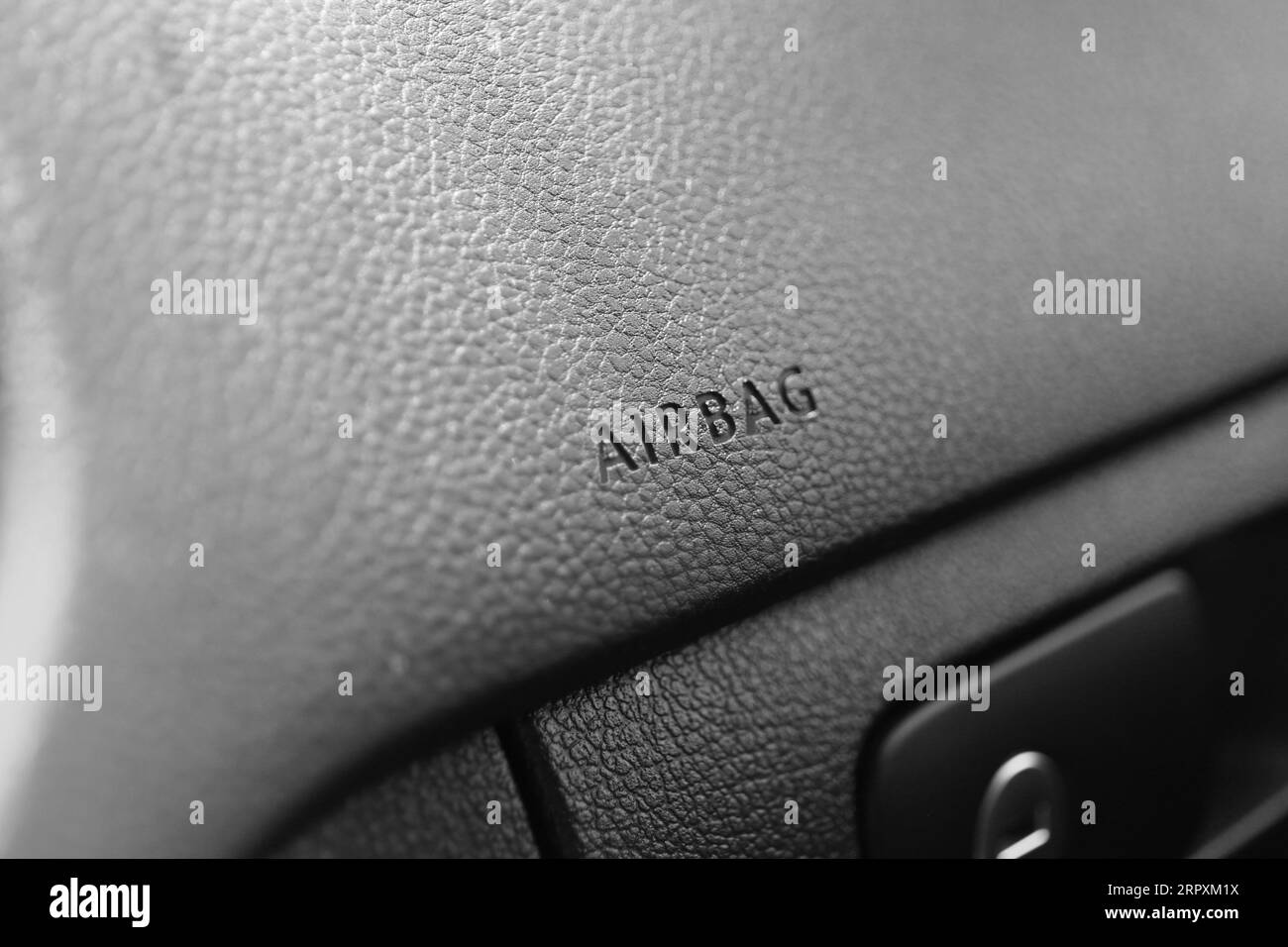 Safety airbag sign on dashboard in car, closeup Stock Photo - Alamy
