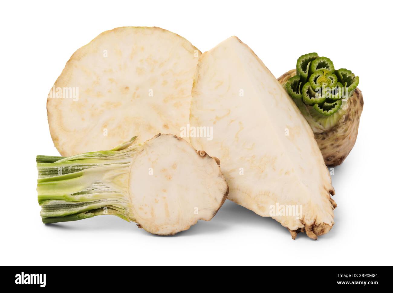 Whole and cut celery roots isolated on white Stock Photo - Alamy