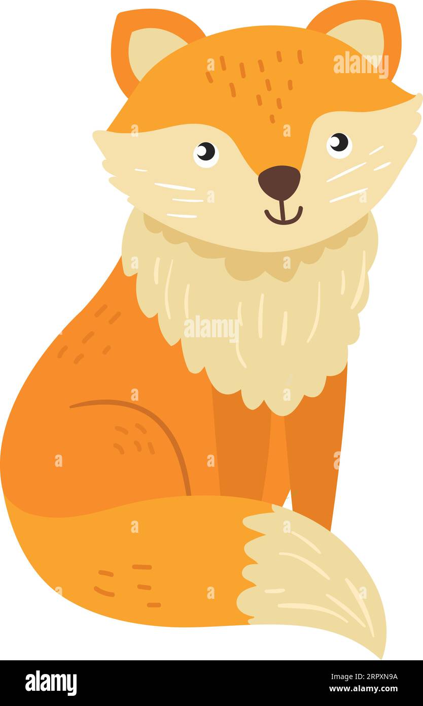 Cute fox character. Adorable forest animal sitting Stock Vector Image ...