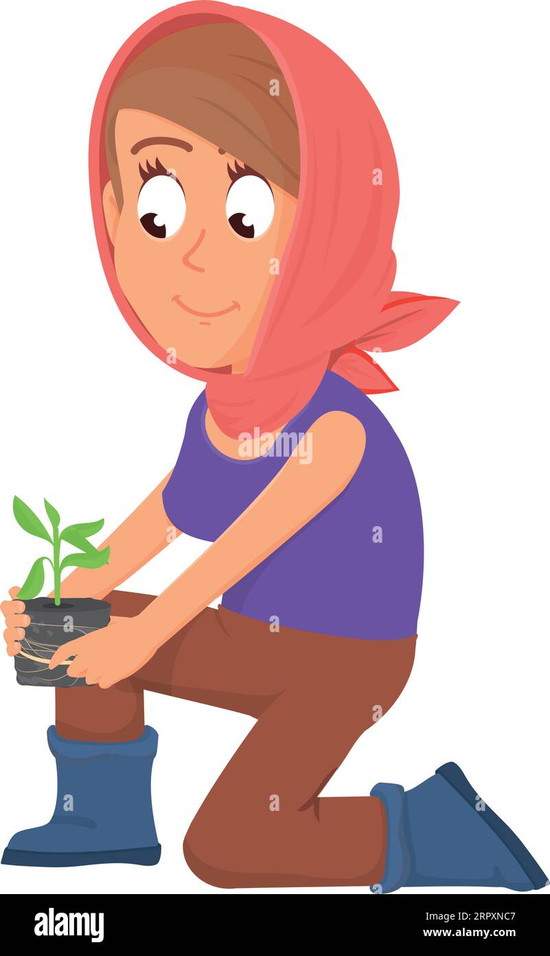 Girl holding green plant Stock Vector Images - Alamy