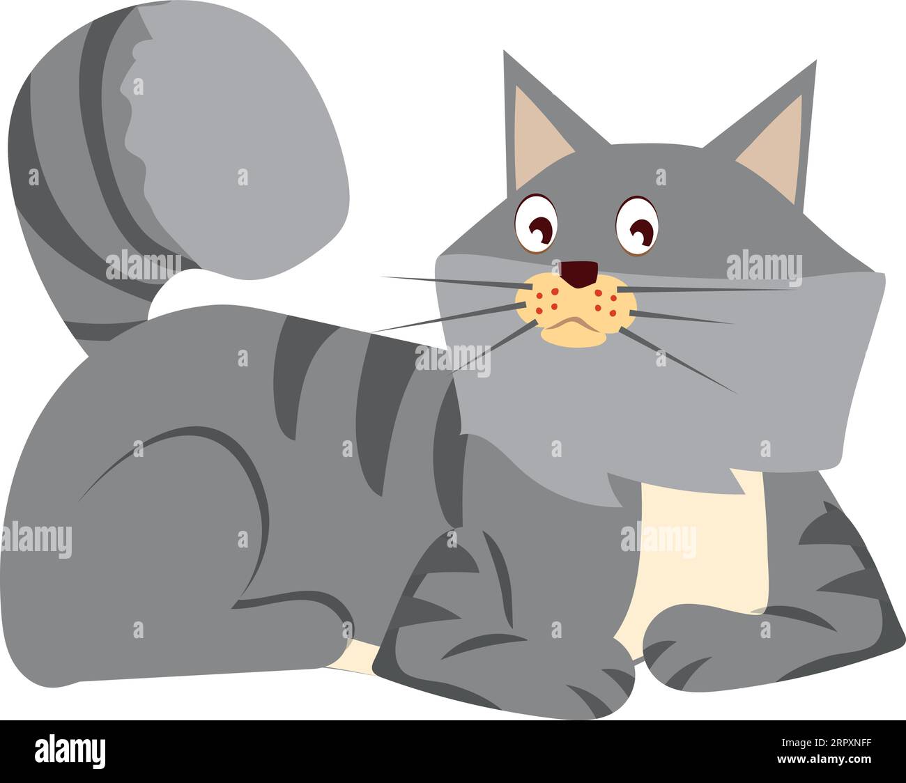 Gray cat. Lazy fluffy animal. Cute character Stock Vector Image & Art ...