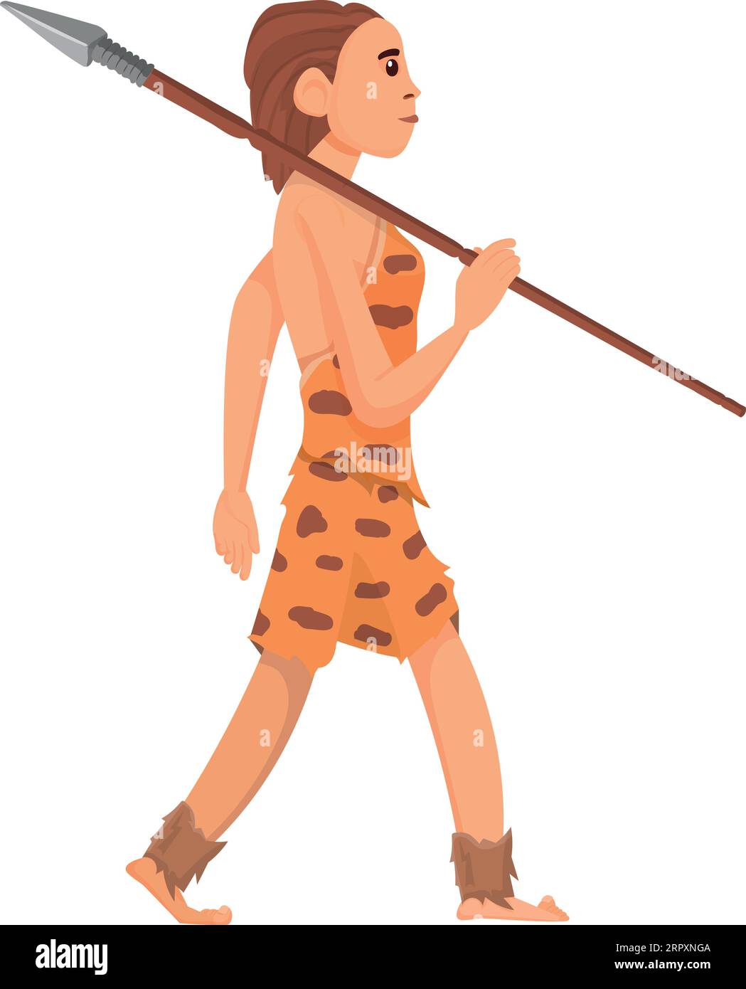 Stone age woman with spear. Primeval female hunter Stock Vector Image ...