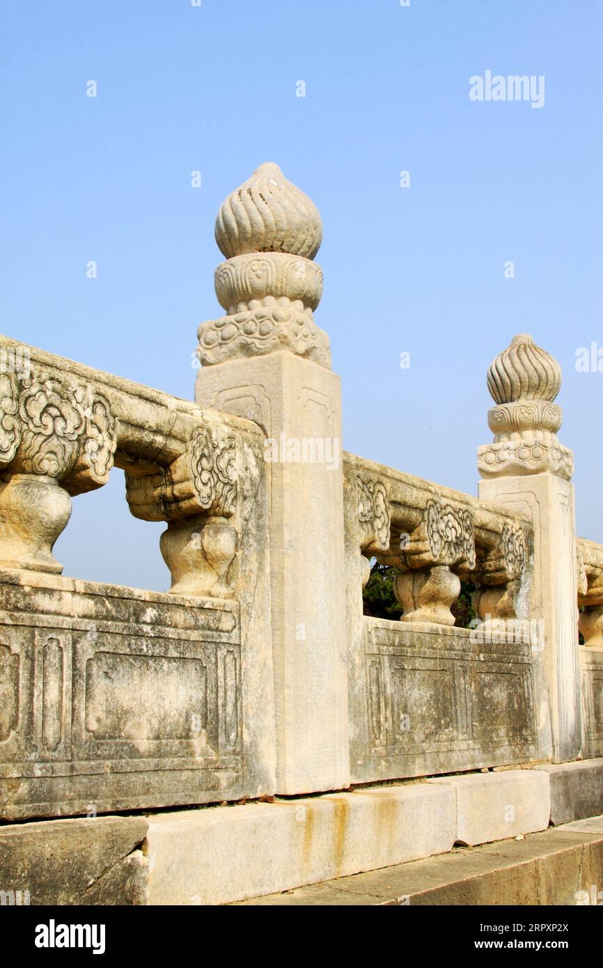 Bridge railings in ancient China, closeup of photo Stock Photo - Alamy
