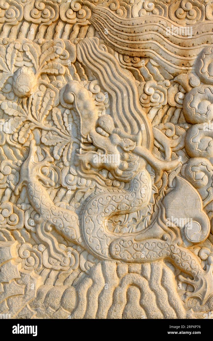 Chinese traditional style rock carvings, closeup of photo Stock Photo ...