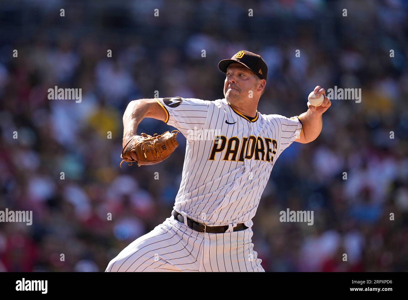 San Diego Padres starting pitcher Rich Hill works against a ...