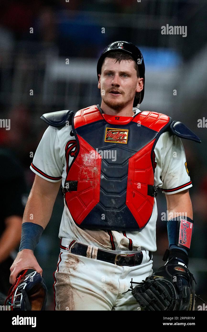 Atlanta Braves catcher Sean Murphy (12) is shown during a baseball game against the St. Louis ...