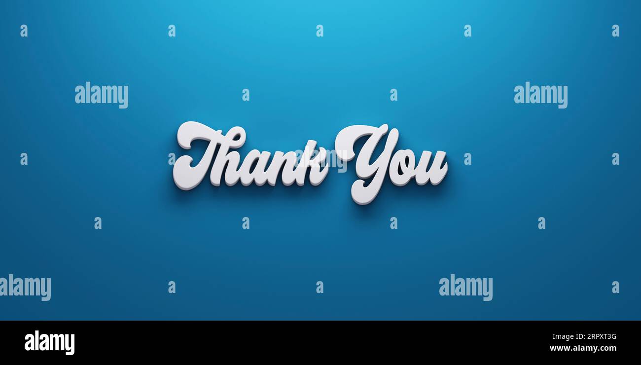 Thank you lettering in blue and white, a classic icon of appreciation ...