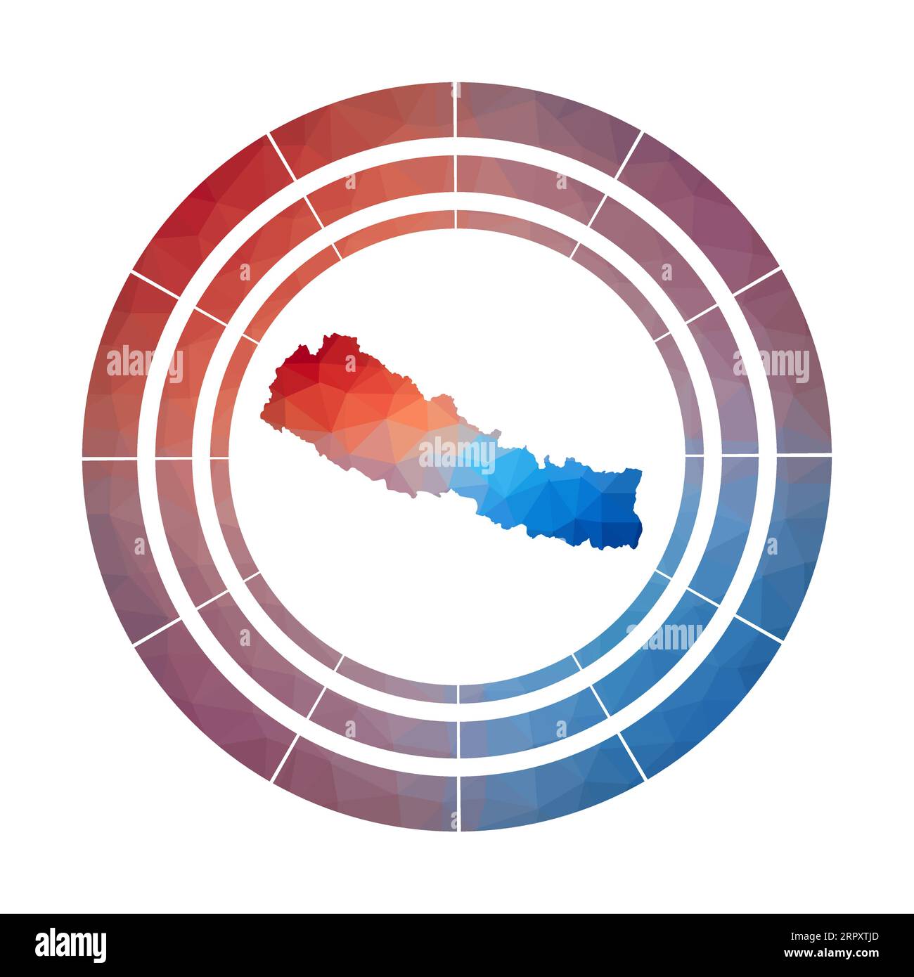 Nepal badge. Bright gradient logo of country in low poly style ...