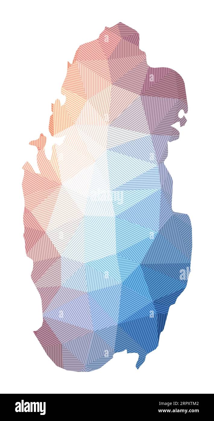 Map of Qatar. Low poly illustration of the country. Geometric design ...