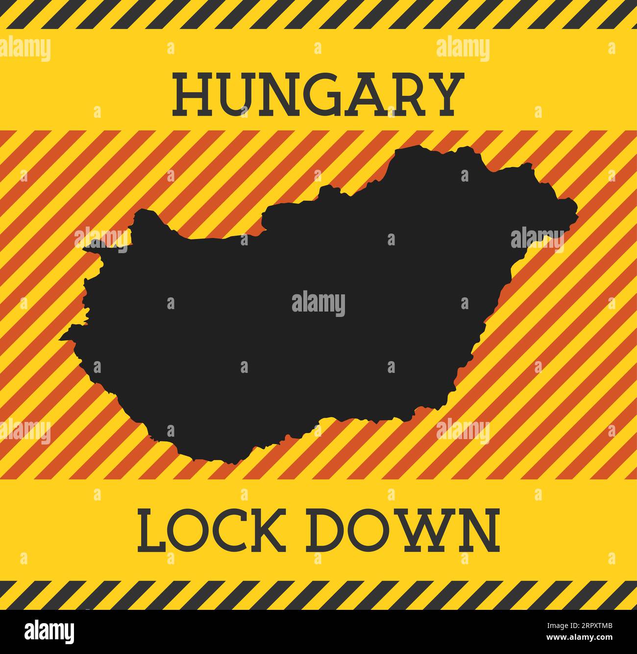 Hungary Lock Down Sign. Yellow country pandemic danger icon. Vector ...