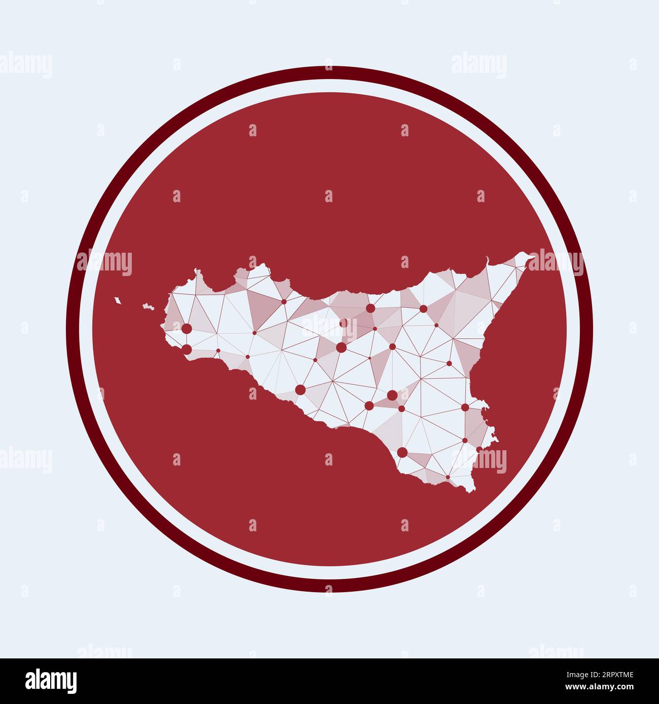 Sicilia icon. Trendy tech logo of the island. Geometric mesh round ...