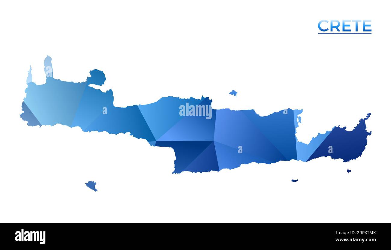 Vector polygonal map of Crete. Vibrant geometric island in low poly ...