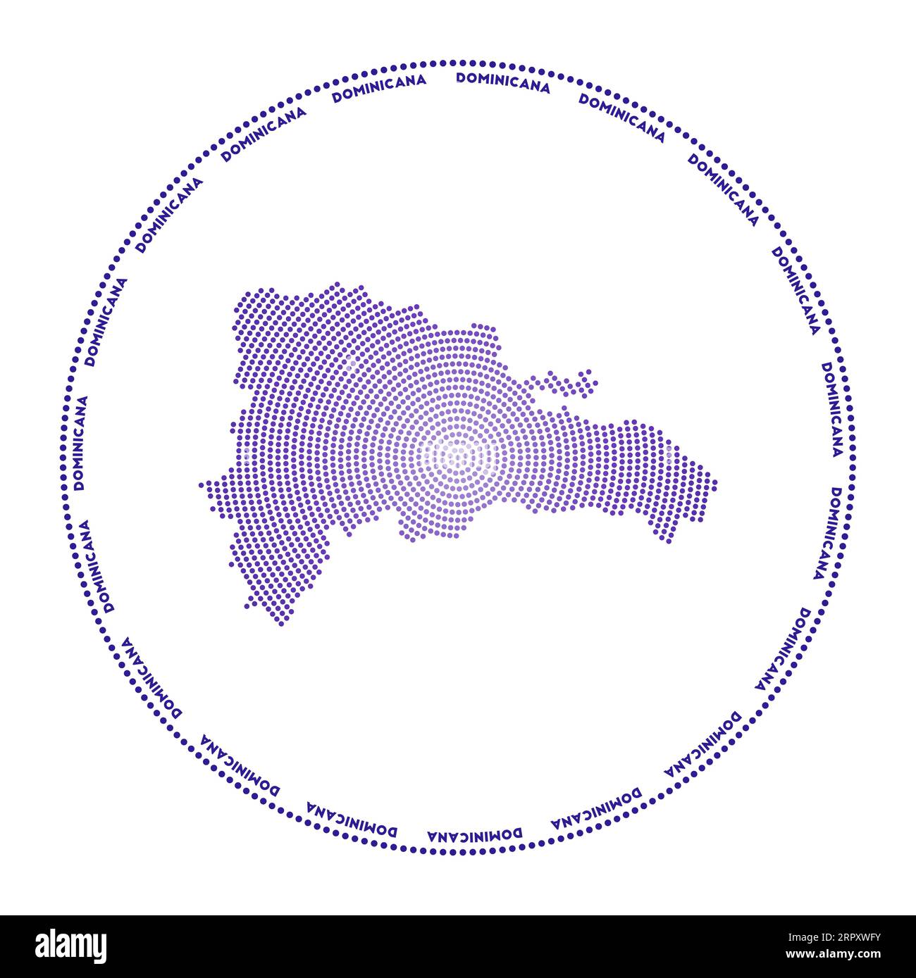 Dominicana round logo. Digital style shape of Dominicana in dotted ...