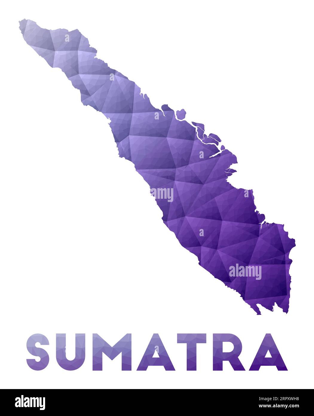 Low poly illustration of Sumatra island. Purple geometric design ...