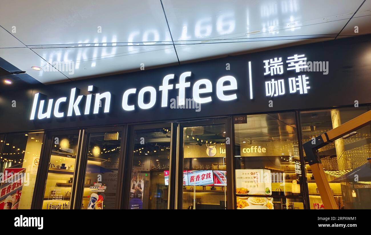 SHANGHAI, CHINA - SEPTEMBER 5, 2023 - A Luckin Coffee shop in Shanghai ...