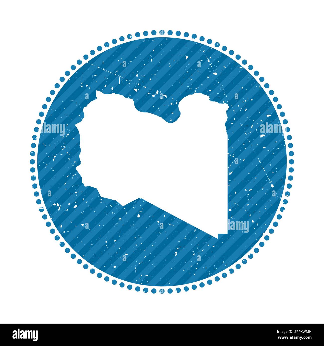 Libya striped retro travel sticker. Badge with map of the country ...