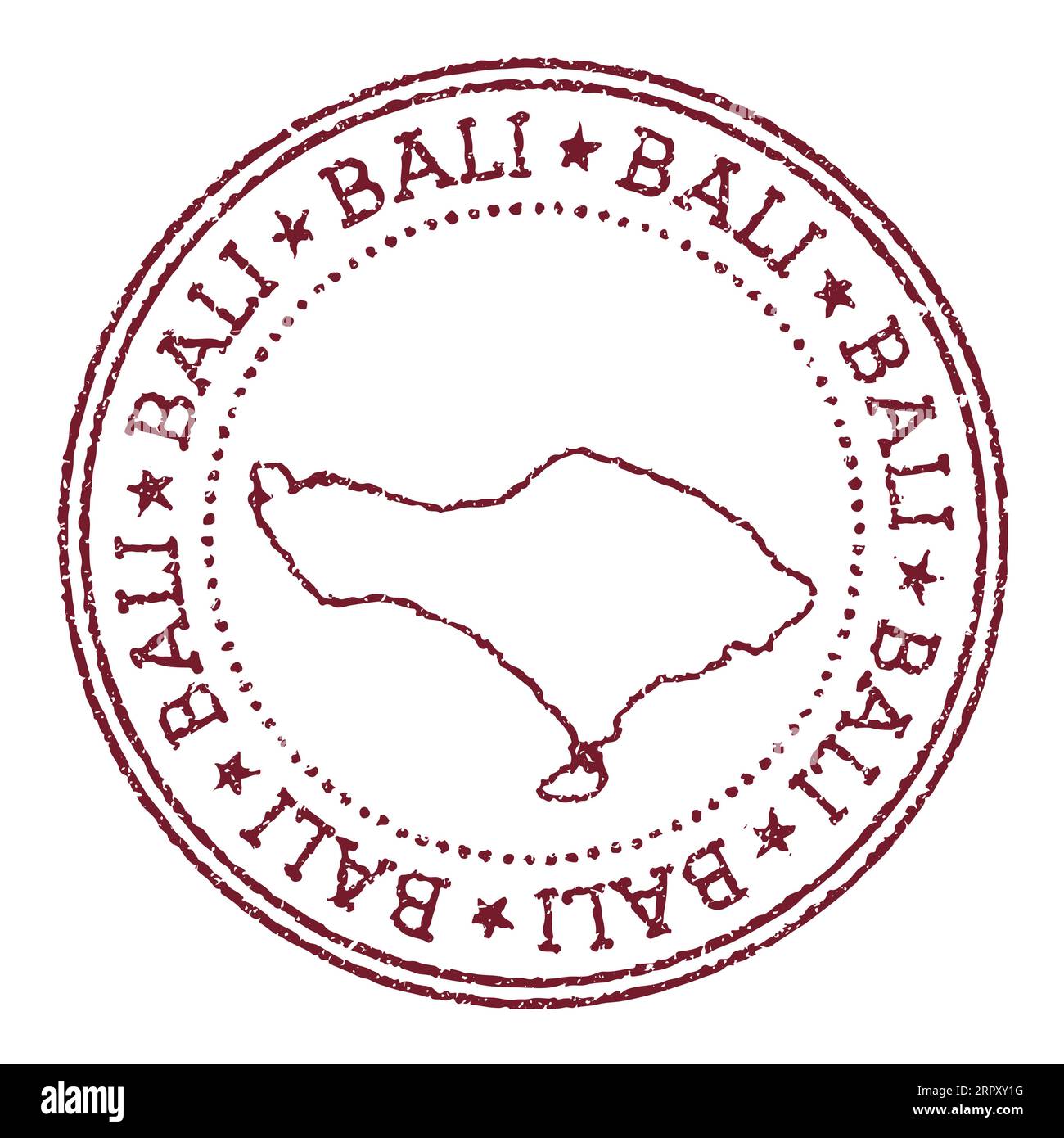 Bali round rubber stamp with island map. Vintage red passport stamp ...