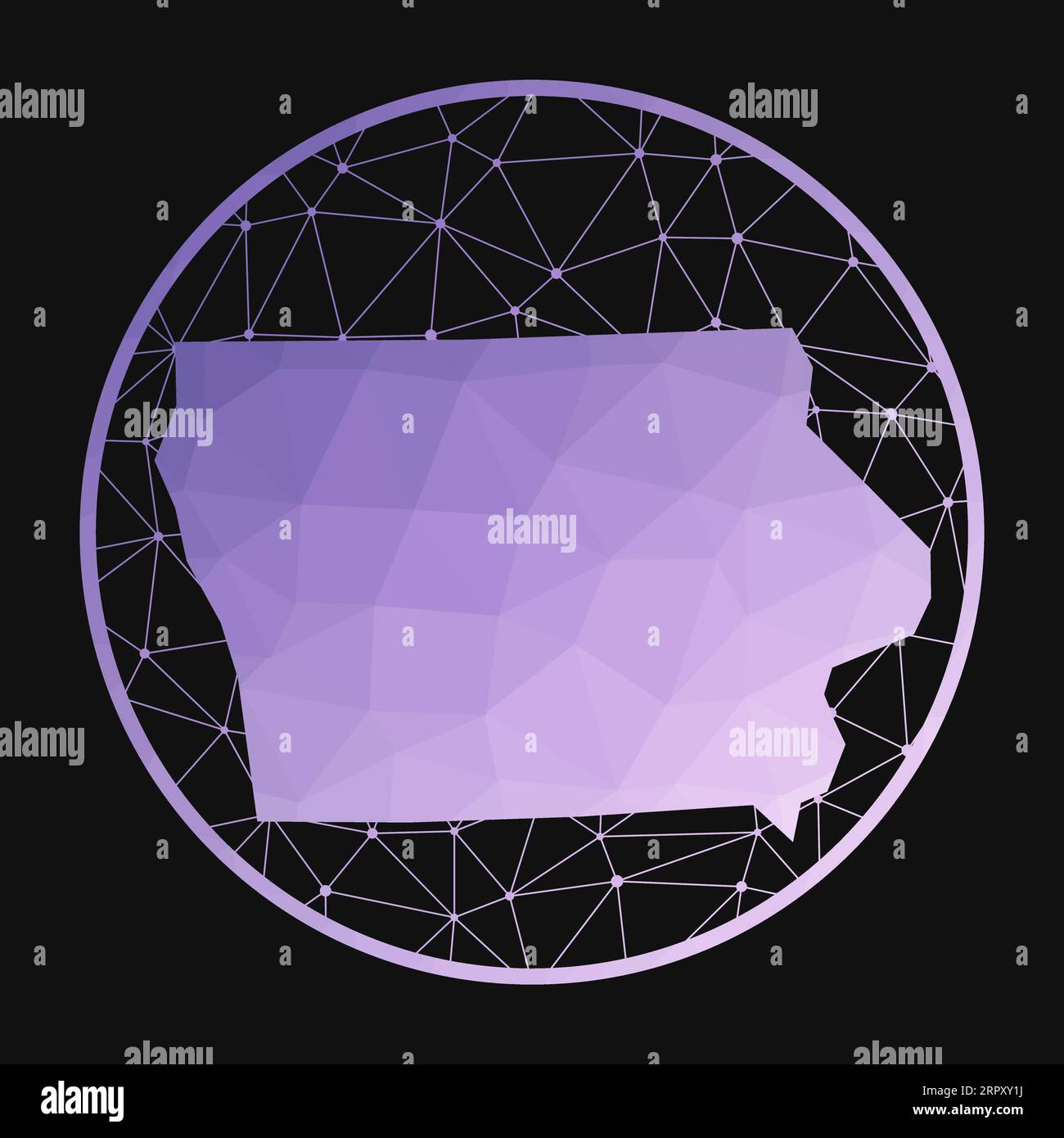 Iowa icon. Vector polygonal map of the us state. Iowa icon in geometric ...