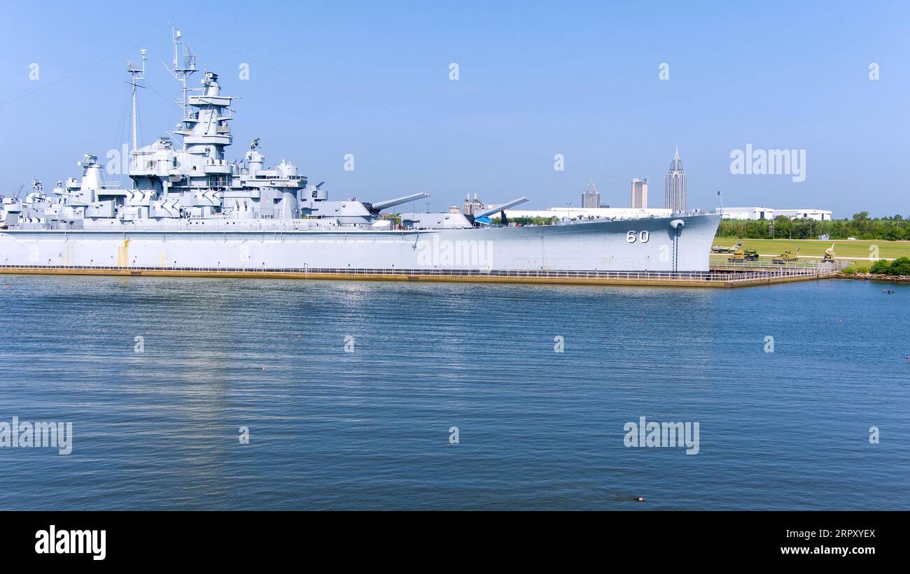 Mobile, AL USA 22 Aug 2023 the USS Alabama Battleship in Mobile Bay ...