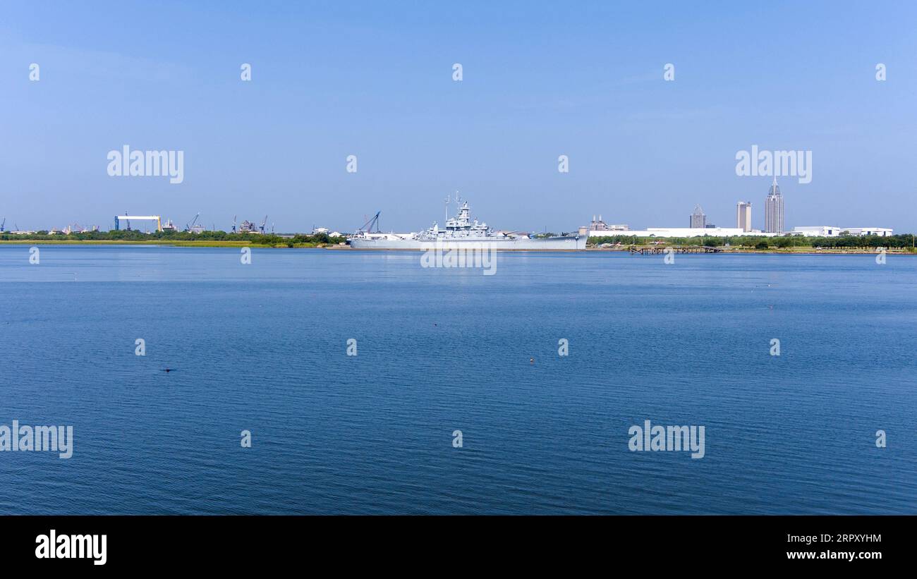 Mobile, AL USA 22 Aug 2023 the USS Alabama Battleship in Mobile Bay ...