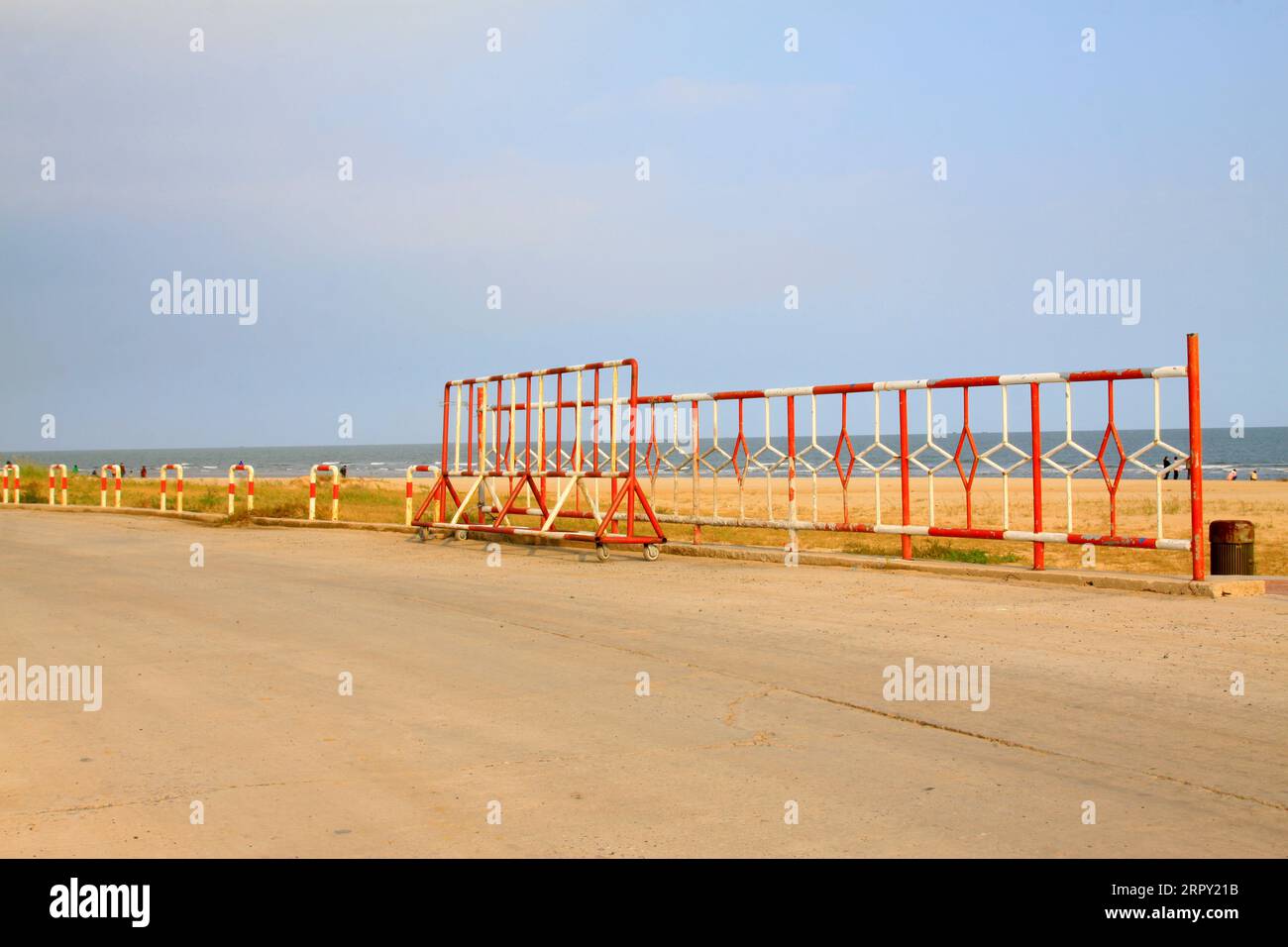 Metal railing on the side of the road, closeup of photo Stock Photo - Alamy