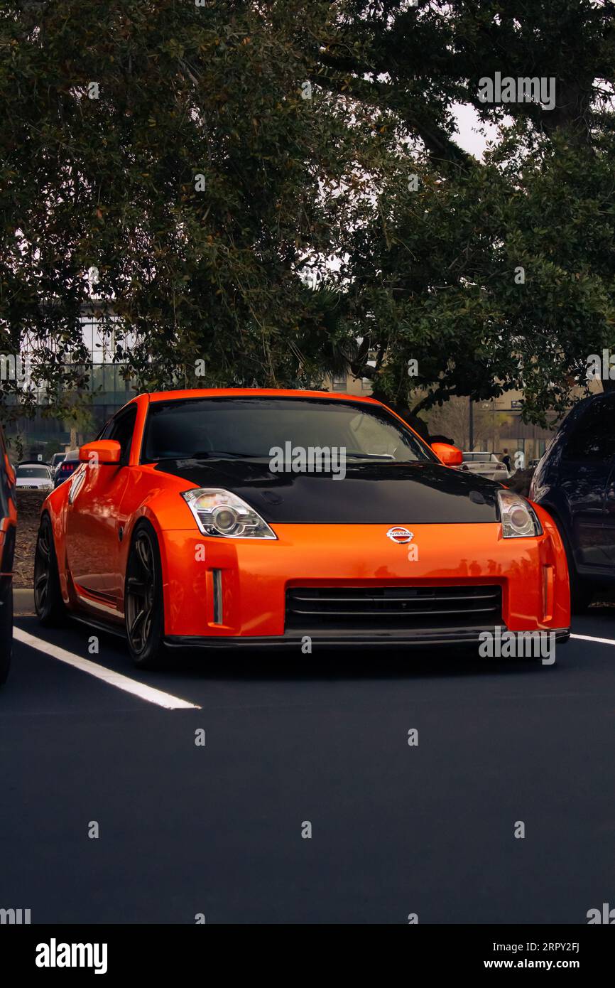 Modded orange Nissan 350z, high resolution, high quality Stock Photo ...