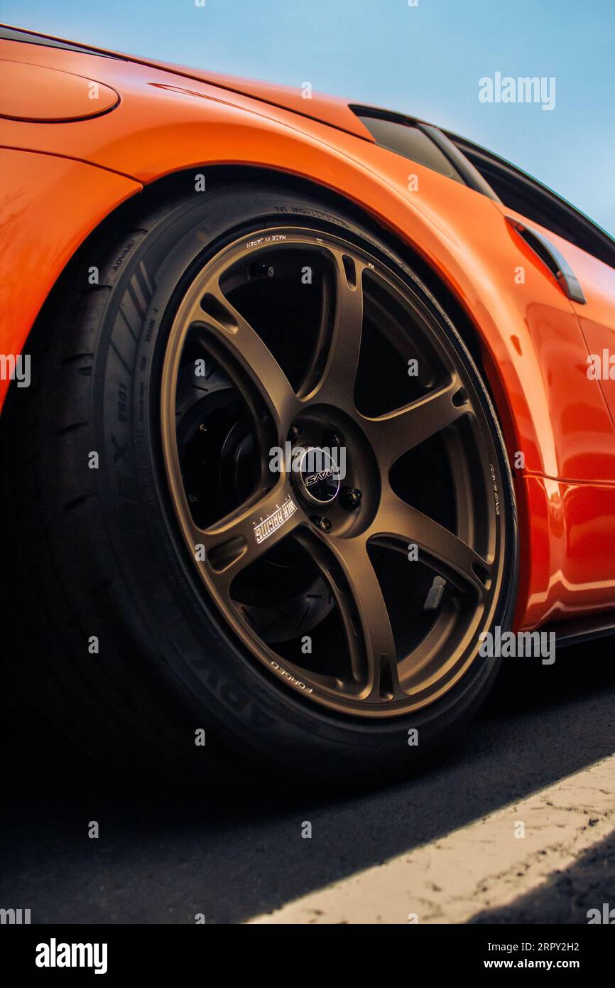 Modded orange Nissan 350z, high resolution, high quality Stock Photo ...
