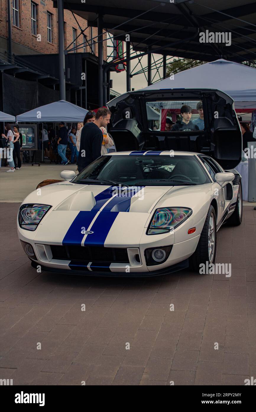 Classic white and blue ford gt, high resolution, quality photo Stock Photo - Alamy